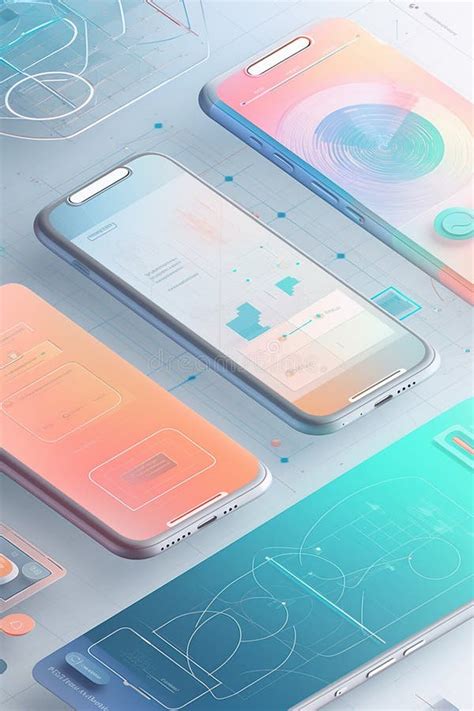 Mobile App Design Blueprint Technological Design Created Using Generative AI Technology Stock