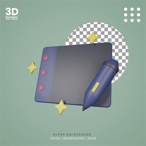 Premium Psd 3d Render Design Pen Tab Illustration