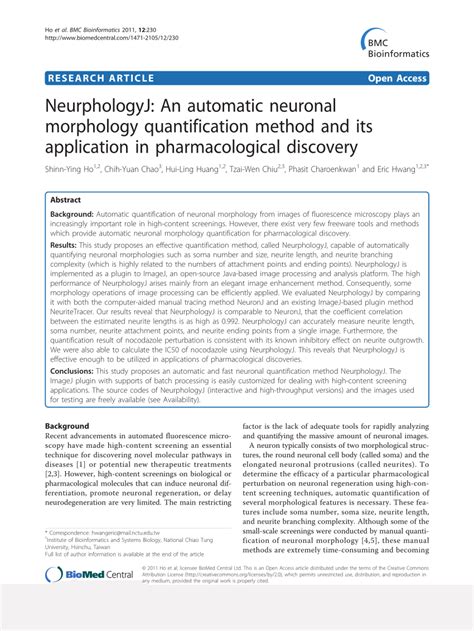 Pdf Neurphologyj An Automatic Neuronal Morphology Quantification