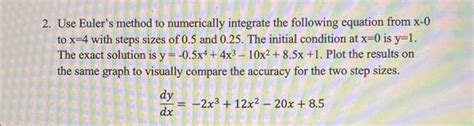 Solved 2 Use Eulers Method To Numerically Integrate The