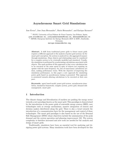 Pdf Asynchronous Smart Grid Simulations