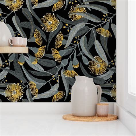 Yellow Eucalpytus Large Wallpaper Spoonflower
