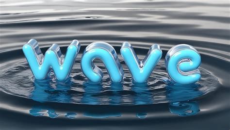 wave 3d text on water surface premium ai generated image