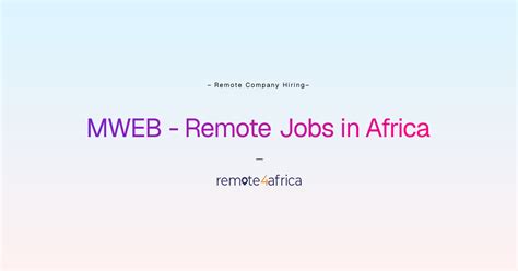 Mweb Remote Jobs Careers In Africa Remote4africa
