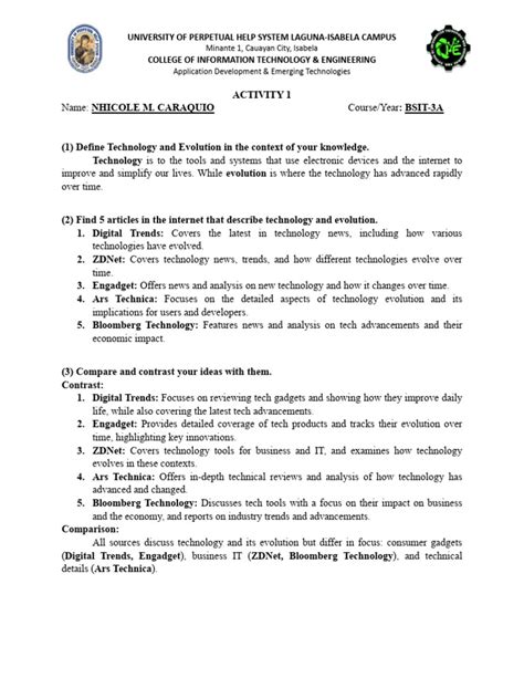 Application Development Emerging Technologies Activity Pdf