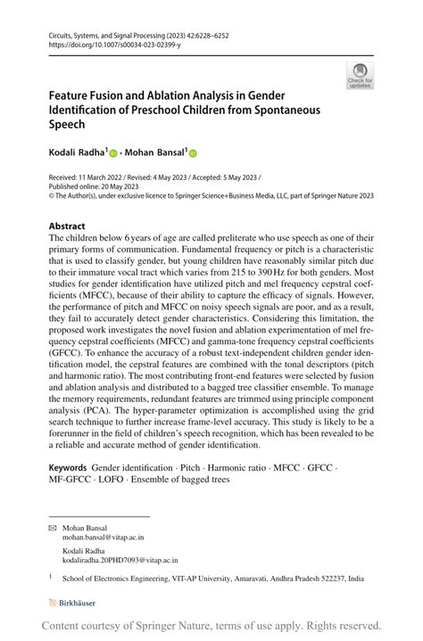 Feature Fusion And Ablation Analysis In Gender Identification Of