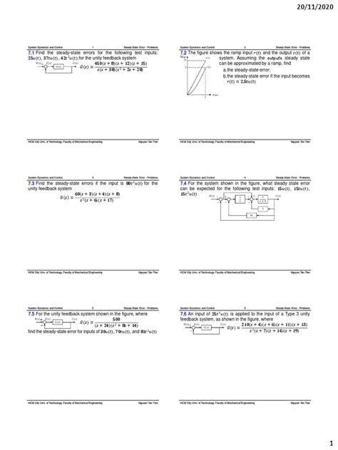 Ch07 Steady State Error Assignment Pdf Control Theory Steady State