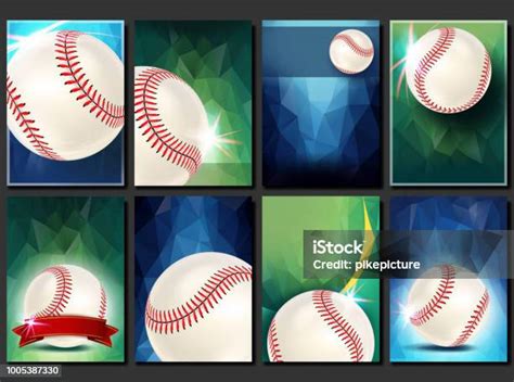 야구 포스터 세트 벡터입니다 빈 템플릿 디자인에 대 한입니다 프로 모션입니다 입니다 야구 공입니다 현대 경기 대회입니다 스포츠 게임 이벤트 발표입니다 전단지 배너 광고 빈
