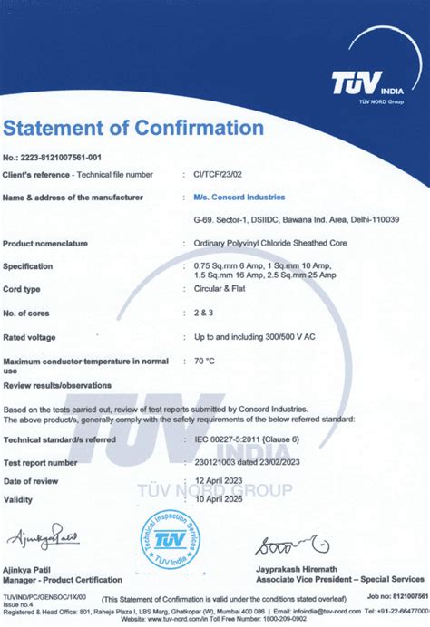 Iec 60227 Certification Assure Quality With Concord Industries