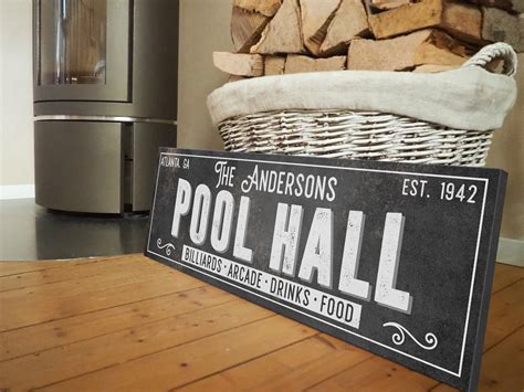 Billiards Lounge Sign Pool Hall Sign Basement Man Cave Etsy