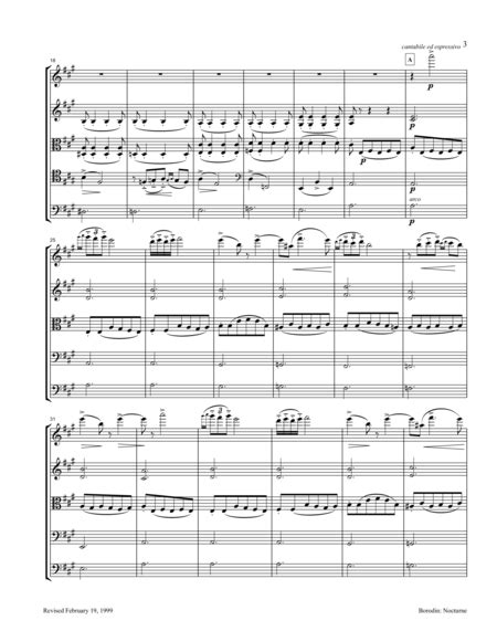 Nocturne From Borodins String Quartet No 2 Arranged For String