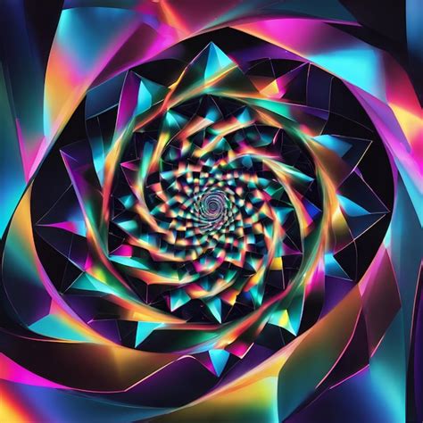 Premium Photo A Swirling Vortex Of Geometric Shapes In Holographic
