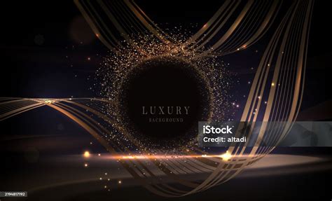 리본이 달린 화려한 일러스트와 반짝이는 반짝이가 있는 둥근 프레임 0명에 대한 스톡 벡터 아트 및 기타 이미지 0명 검은색 곡선 Istock