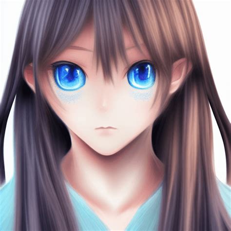 Beautiful Anime Girl With Two Brown Braids Blue Eyes And Dark Clothes