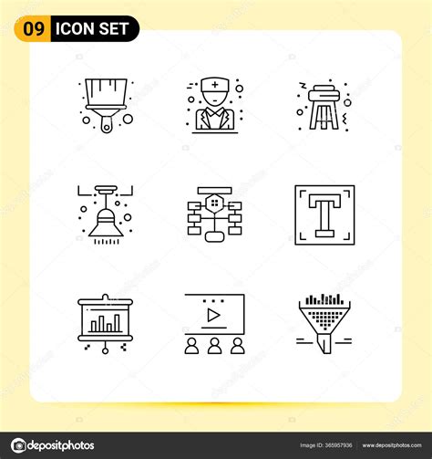 Thematic Vector Outlines Editable Symbols Database Chart Party Flow Light Stock Vector Image By