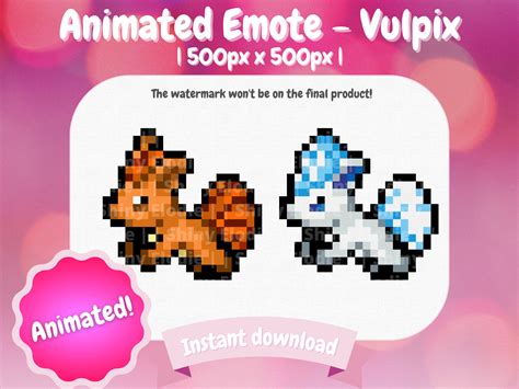 Twitch Animated Emote Pixel Vulpix Pokemon Streaming Discord Gaming