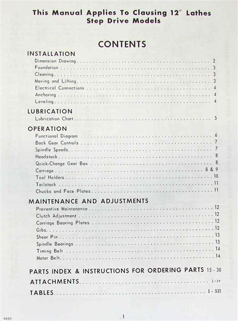 Clausing 12 5900 Series Step Pulley Metal Lathe Instruction And Part Manual Ozark Tool Manuals