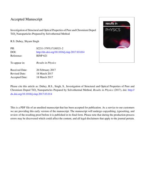 Pdf Investigation Of Structural And Optical Properties Of Pure And