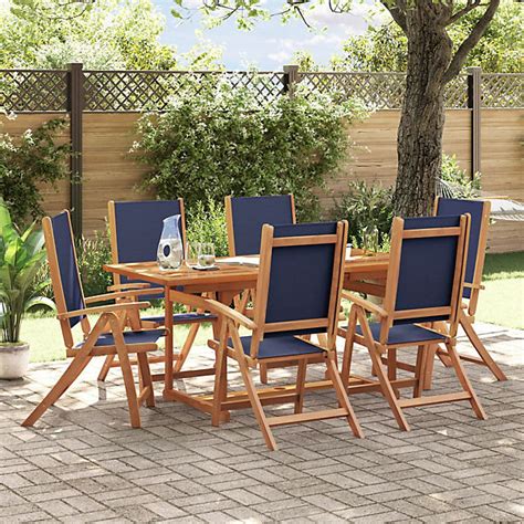 Berkfield 7 Piece Garden Dining Set Solid Wood Acacia And Textilene