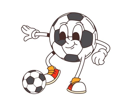 Cartoon Retro Groovy Soccer Ball Funny Character 51308830 Vector Art At