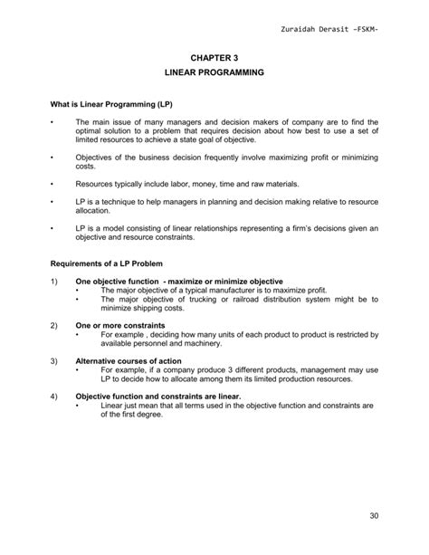 Chapter 3 Linear Programming 30 77