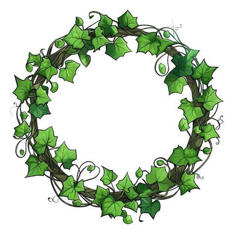 Premium Ai Image Beautiful Ivy Branches Forming A Circular Wreath Watercolor Clipart Illustration