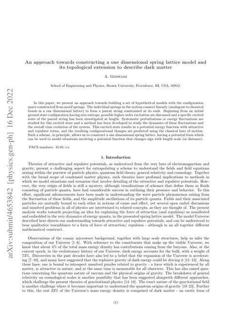 PDF An Approach Towards Constructing A One Dimensional Spring Lattice Model And Its