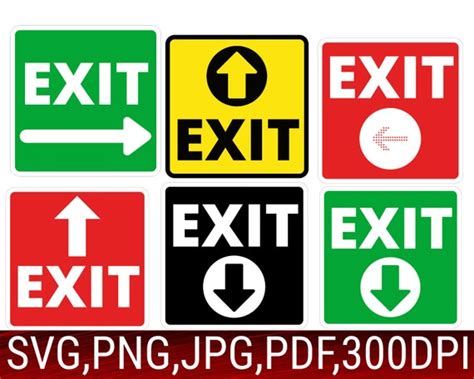 Exit Sign SVG Bundle Door Sign Emergency Poster SVG Etsy