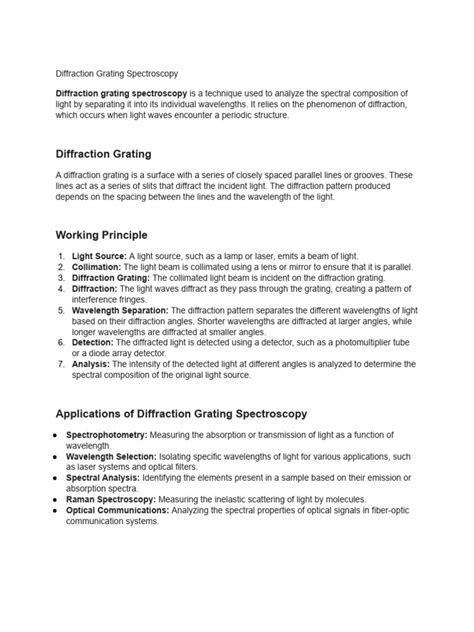 Diffraction Grating Spectroscopy Explain In Detail Pdf