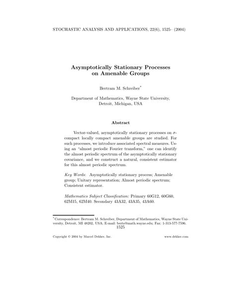 PDF Asymptotically Stationary And Related Processes