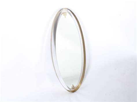 Eliptical Mid Century Italian Mirror In Brass Acquired