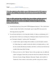 SPSS Assignment 1 1 Docx SPSS Assignment 1 Name Karen Gonzalez For This Assignment Please
