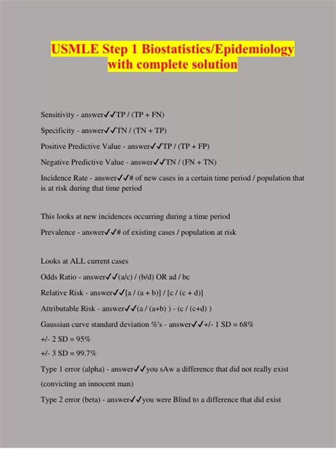 Usmle Step 1 Biostatistics Epidemiology With Complete Solution Usmle Stuvia Us