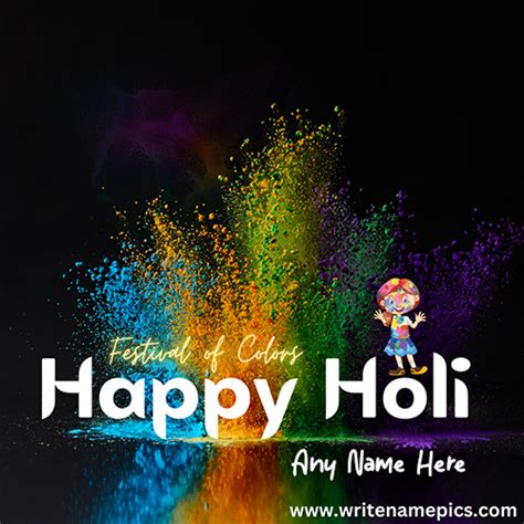 happy holi 2023 greeting card with name edit