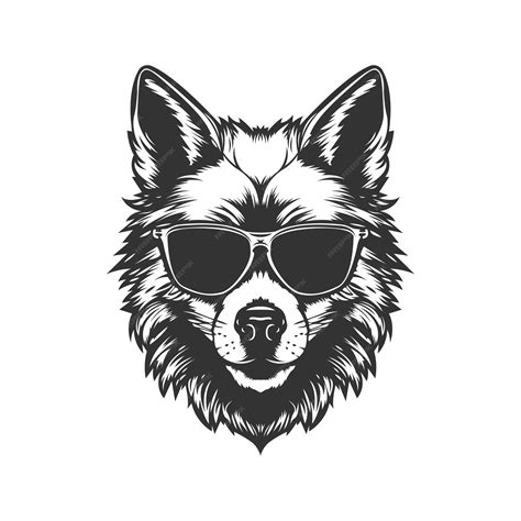 Premium Vector Wolf Wearing Sunglasses Vintage Logo Line Art Concept