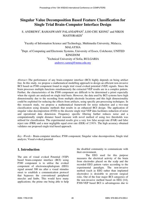 pdf singular value decomposition based feature classification for