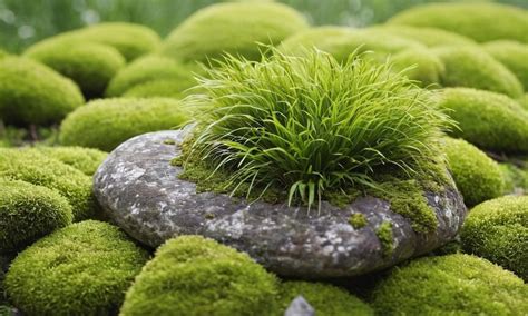 A Moss Covered Rock With A Small Patch Of Moss On It Premium Ai
