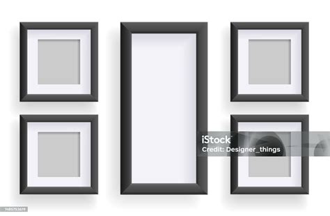 흰색 직사각형 프레임 모형에 분리된 사진 프레임 프리젠테이션을 위한 빈 프레이밍 세트입니다 사진 또는 그림 그림 프레임 미술관 인테리어 벡터 템플릿 회화에 대한 스톡 벡터