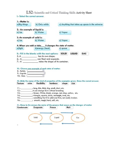 Ls 2 Scientific And Critical Thinking Skills Worksheet Pdf