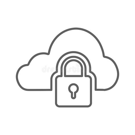 Cloud Lock Protection Outline Icon Line Vector Design Stock Illustration Illustration Of