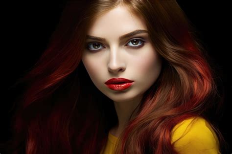 Premium Ai Image Alluring Redhead With Bright Lips