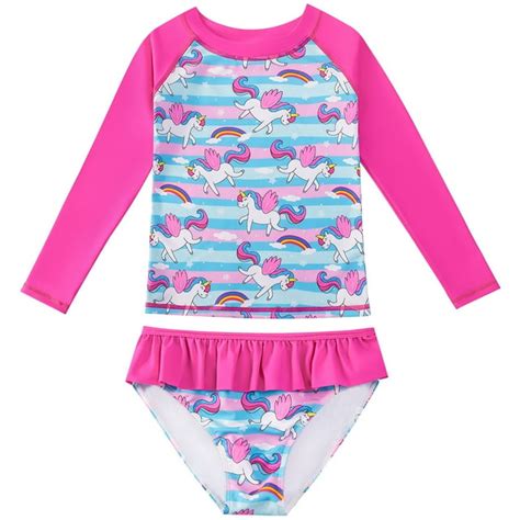Gyratedream Girls Swimsuits Two Piece Rash Guard Set Long Sleeve
