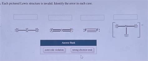 Solved Each Pictured Lewis Structure Is Invalid Identify