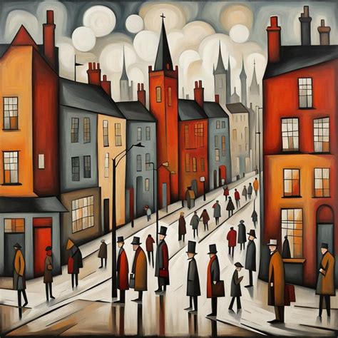 Ls Lowry Style Street Scene Cubist Ai Generated Artwork Nightcafe