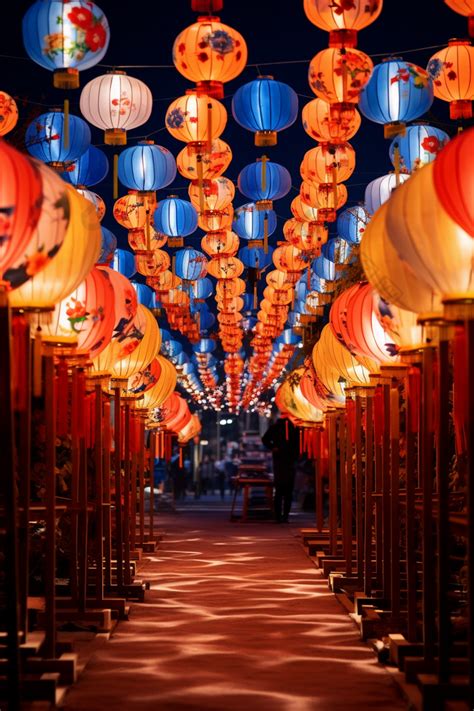 街道上挂满红灯笼中秋节国庆高清图片下载 包图网