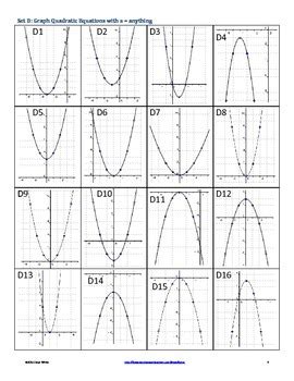 Matching Graphs To Quadratic Equations Activity Free Version TPT