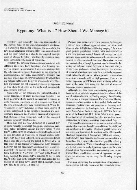 Pdf Hypotony What Is It How Should We Manage It