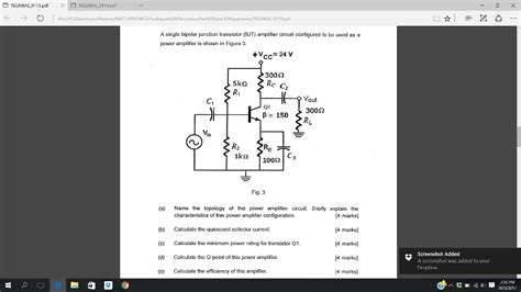 Solved A Single Bipolar Junction Transistor Bjt Amplifier