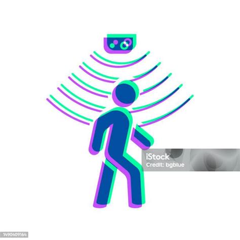 모션 센서 흰색 배경에 두 가지 색상이 오버레이된 아이콘 3차원 형태에 대한 스톡 벡터 아트 및 기타 이미지 3차원 형태 가정 생활 감지기 Istock