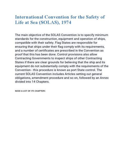 Solas 1974 Chapters Overview Pdf